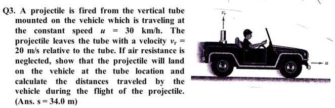Q3. projectile is fired from the vertical tube mounted on the vehicle ...