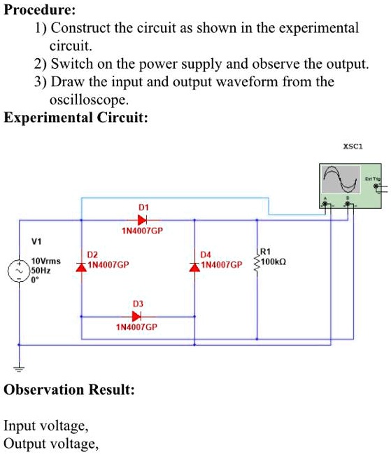Solved Procedure 1 Construct The Circuit As Shown In The Experimental Circuit 2 Switch On 0528
