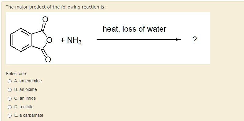 SOLVED: The major product of the following reaction is: heat; loss of ...