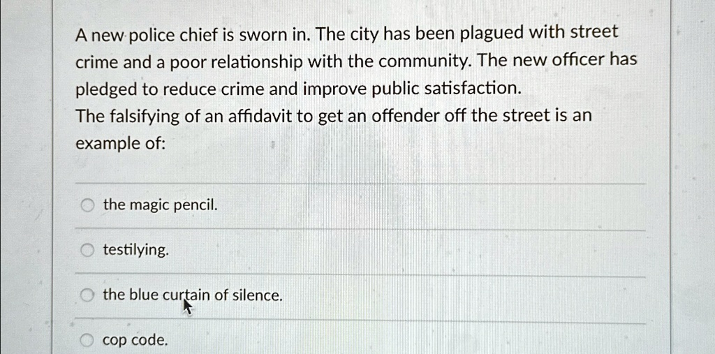 A new police chief is sworn in. The city has been plagued with street ...