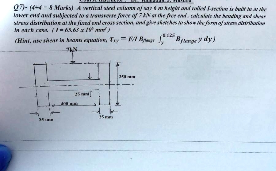 [GET ANSWER] q7 44 8 marks a vertical steel column of say 6 m height and rolled i section is ...