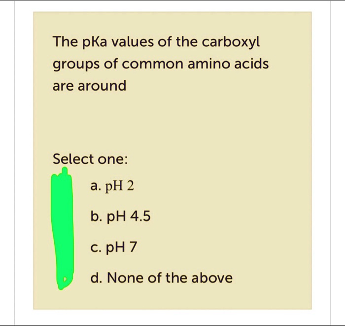 SOLVED: The pKa values of the carboxyl groups of common amino acids are ...