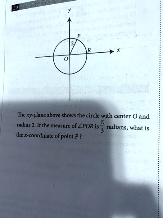 The xy-plane above shows the circle with center O and radius 2. If the measure of âˆ ZPOR is Î ...