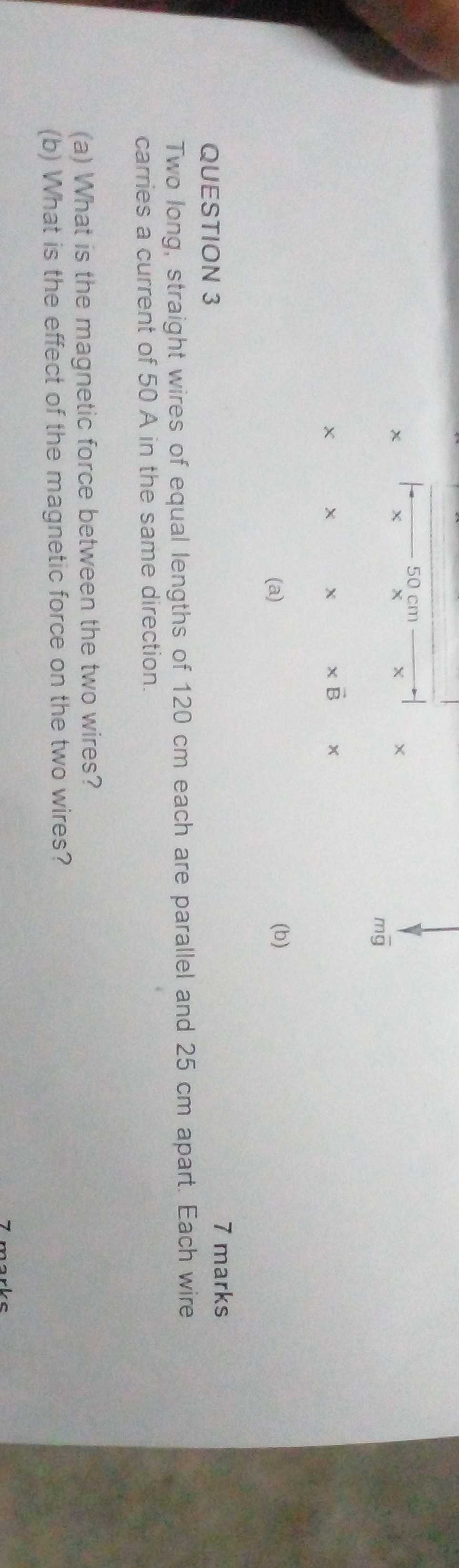 question 3 7 marks two long straight wires of equal lengths of 120 ...