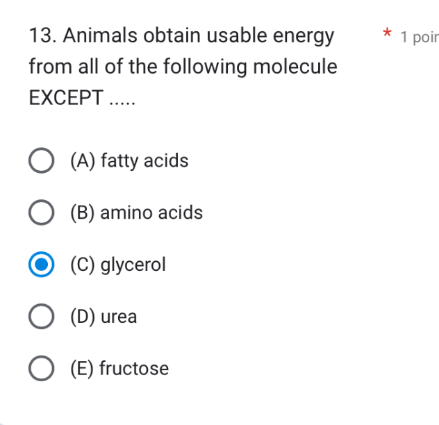 SOLVED: 13. Animals obtain usable energy 1 poir from all of the ...
