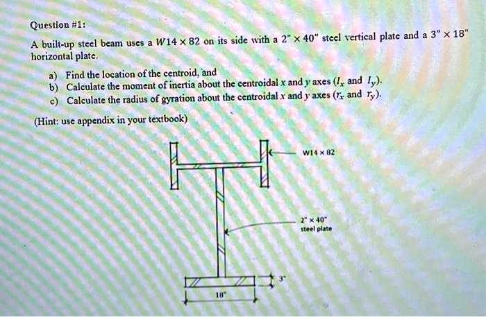 SOLVED: Question#1: A built-up steel beam uses a W14x82 on its side ...