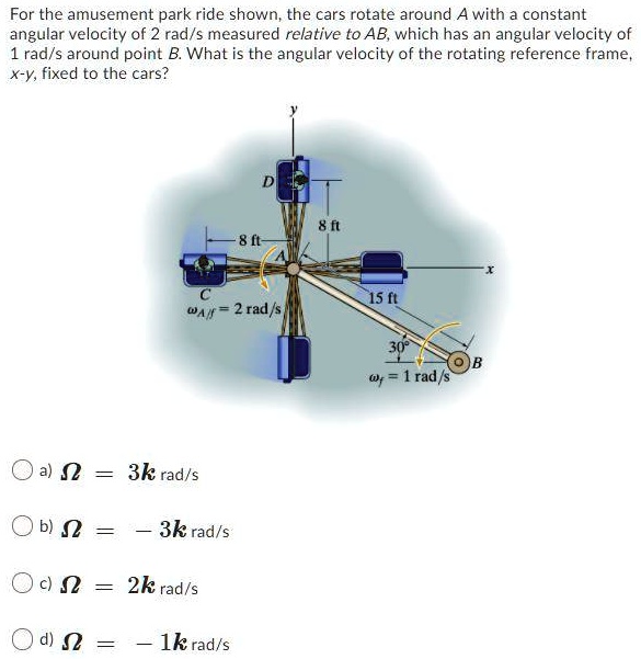 SOLVED: For the amusement park ride shown, the cars rotate around A with a constant angular ...