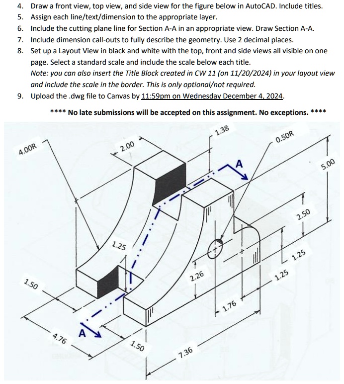4 draw a front view top view and side view for the figure below in ...