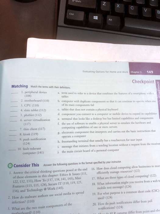 SOLVED: Matching Chapter 3 Checkpoint Match the terms with their ...
