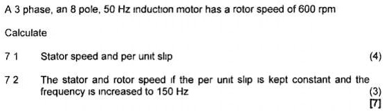SOLVED: A 3-phase, 8-pole, 50 Hz induction motor has a rotor speed of ...