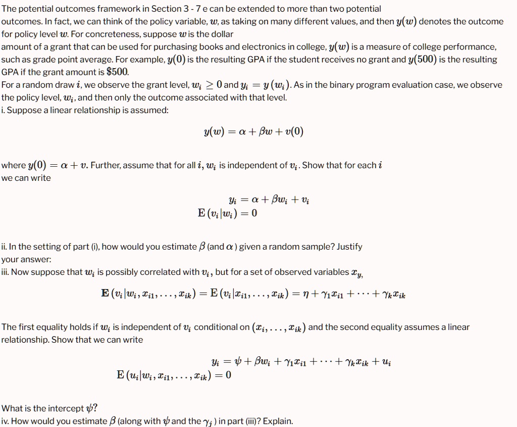 the potential outcomes framework in section 3 7e can be extended t0 ...