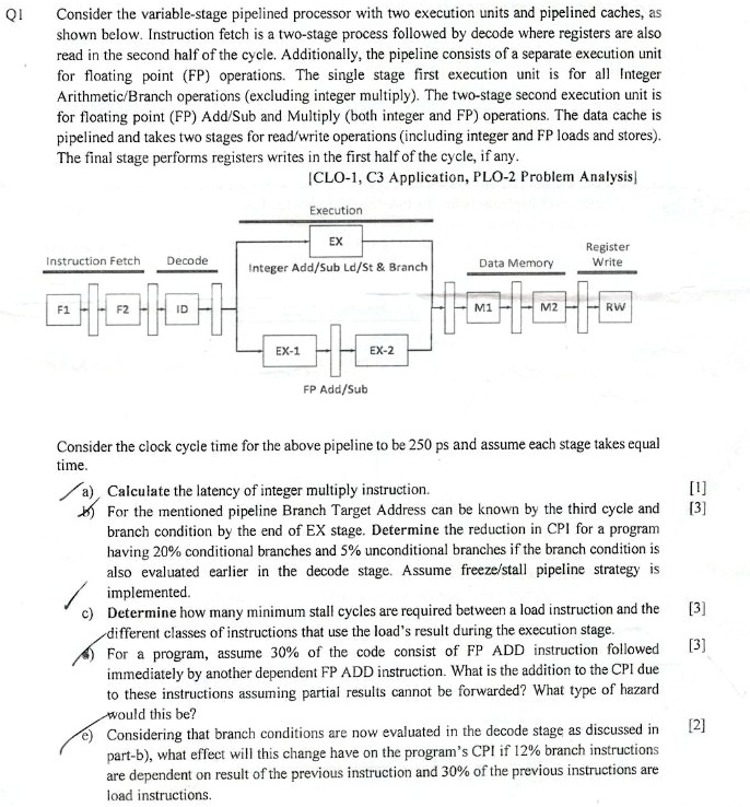 Solved Consider The Variable Stage Pipelined Processor With Two