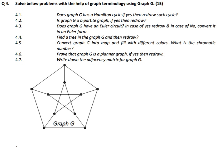 SOLVED:Q4_ Solve below problems with the help of graph terminology using Graph G. (15) 4.1 4.2 4 ...