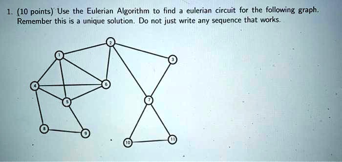 Solved Use The Eulerian Algorithm To Find An Eulerian Circuit For The Following Graph Remember