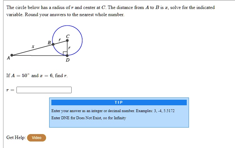 SOLVED: The circle below has radius of and center at C. The distance from Ato Bis I; solve for ...