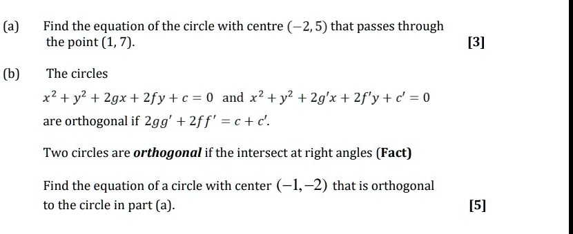 a find the equation of the circle with centre 25 that passes through the point 17 3 b the ...