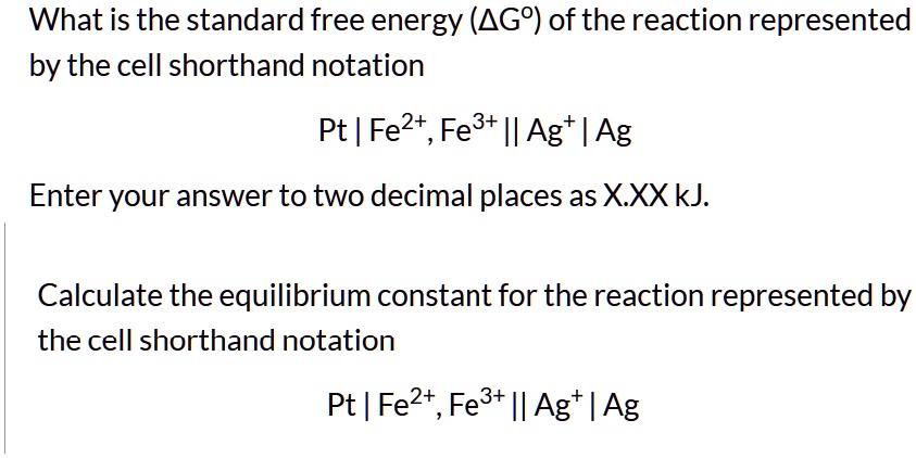 what is the standard free energy 4g of the reaction represented by the ...
