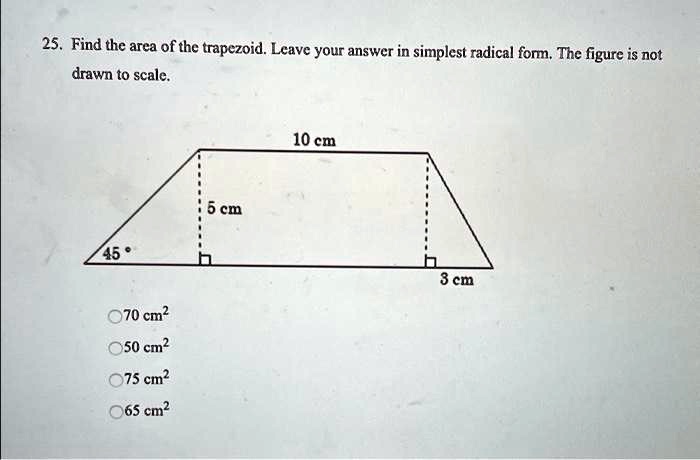 SOLVED: Find the area of the trapezoid. Leave your answer in simplest ...