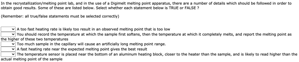 SOLVED: In the recrystallization/melting point lab and in the use of ...
