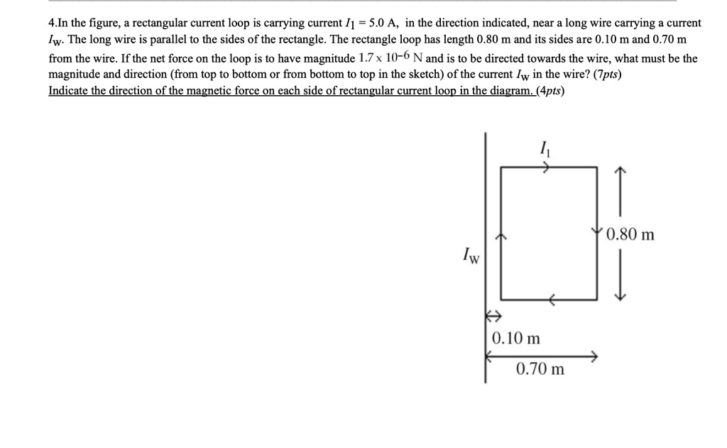 4in the figure rectangular current loop is carrying current i1 50 a in the direction indicated ...