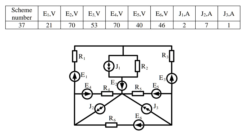 SOLVED: Task 1: Determine the currents (I) and voltages (V) within the provided circuit using ...