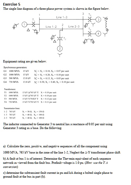 texts exercise 5 the single line diagram of a three phase power system is shown in the figure ...