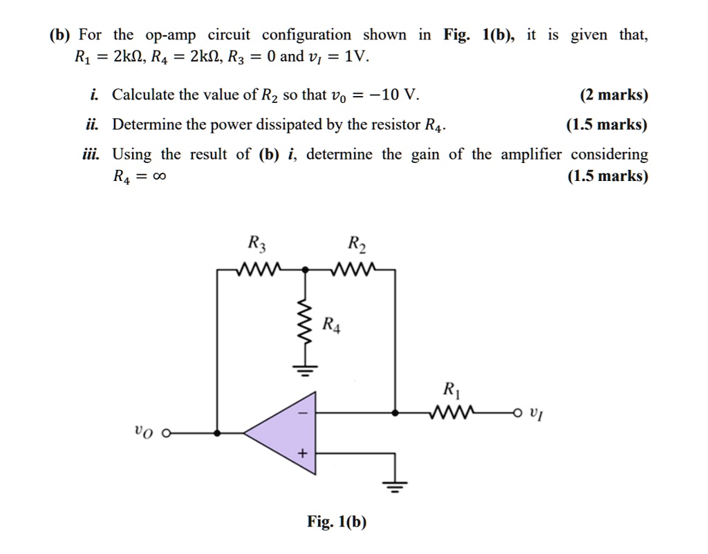 (b) For the op-amp circuit configuration shown in Fig. 1(b), it is ...