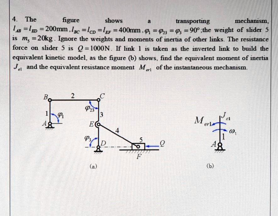 SOLVED: 4.The figure shows transporting mechanism is m=20kg.Ignore the ...