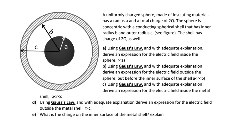 SOLVED: A uniformly charged sphere, made of insulating material, has a ...