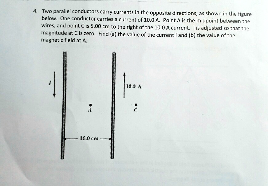 4. Two parallel conductors carry currents in the opposite directions ...