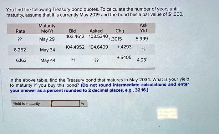 SOLVED: You find the following Treasury bond quotes: To calculate the ...