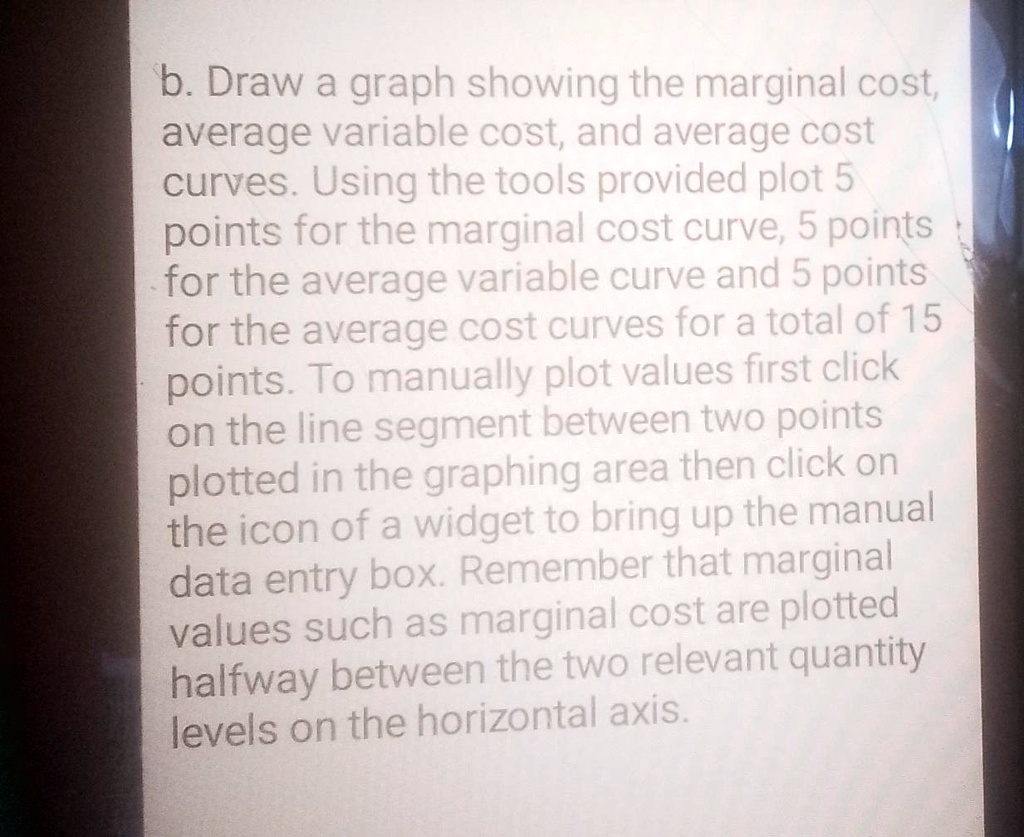 SOLVED: b. Draw a graph showing the marginal cost, average variable ...
