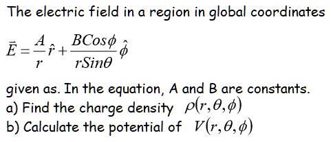 The electric field in a region in global coordinates E⃗