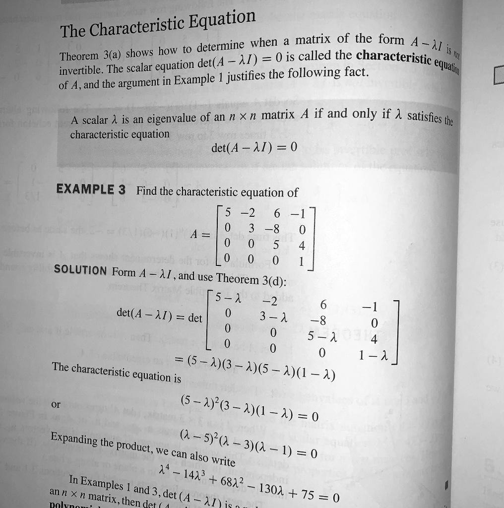characteristic equation the determine when matrix of the form a mi ...