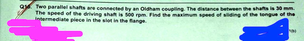 Q16. Two parallel shafts are connected by an Oldham coupling. The ...