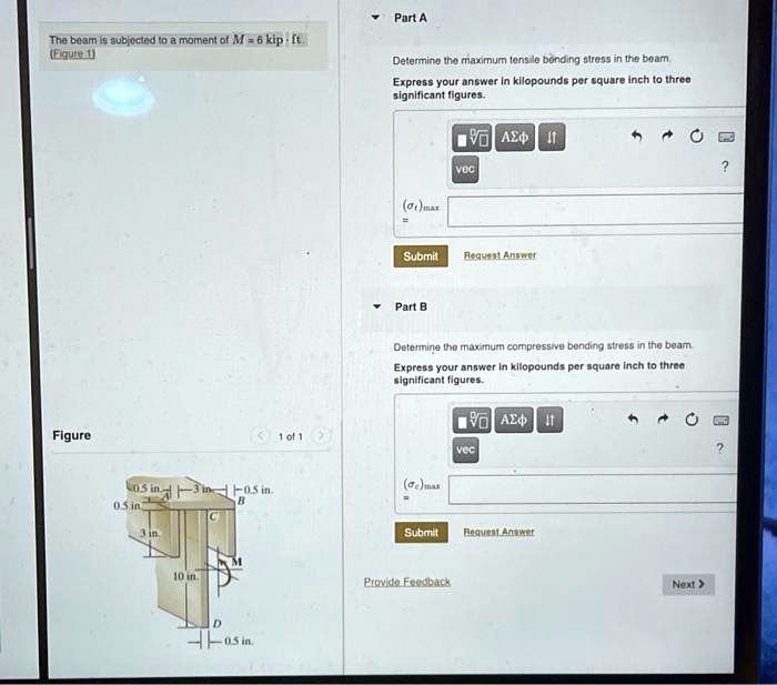 SOLVED: Texts: Part A The beam is subjected to a moment of M=6 kip-ft ...
