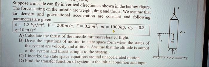 Solved Suppose A Missile Can Fly In Vertical Direction As Shown In The Bellow Figure The