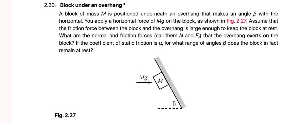 2.20. Block under an overhang * A block of mass M is positioned ...