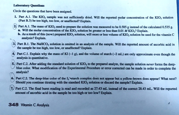 SOLVED: Laboratory Questions Circle the questions that have been ...