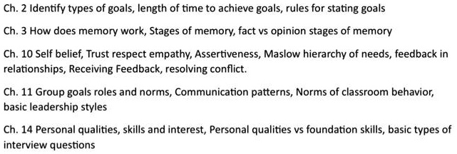 SOLVED: Texts: Ch.2 Identify types of goals, length of time to achieve ...