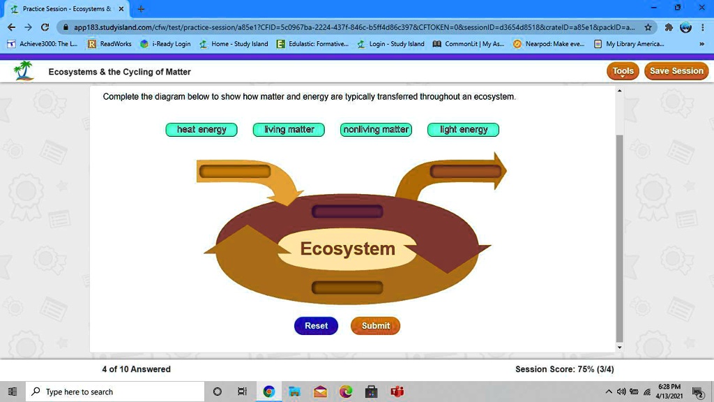 Help................ Practice Session: Ecosystems app183.studyisland ...