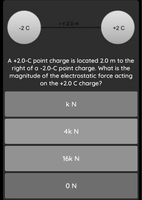 SOLVED: r = 2.0 m 2C +2 C A+2.0-C point charge is located 2.0 m to the ...