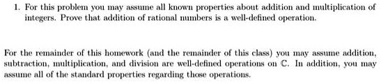 SOLVED: For this problem, you may assume all known properties about ...