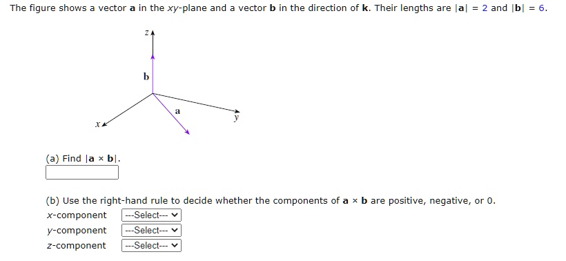 SOLVED: The figure shows vector in the xy-plane and vector b in the direction of k Their lengths ...