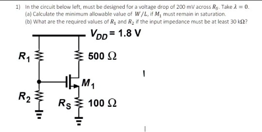 SOLVED: In the circuit below, Rs must be designed for a voltage drop of 200 mV across Rs. Take ...