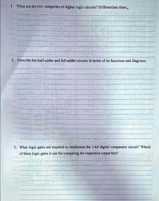 SOLVED: I. What are the two categories of digital logic circuits ...
