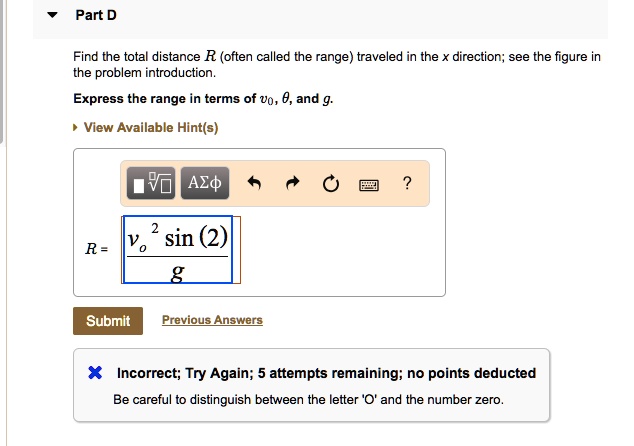 [GET ANSWER] part d find the total distance r often called the range ...