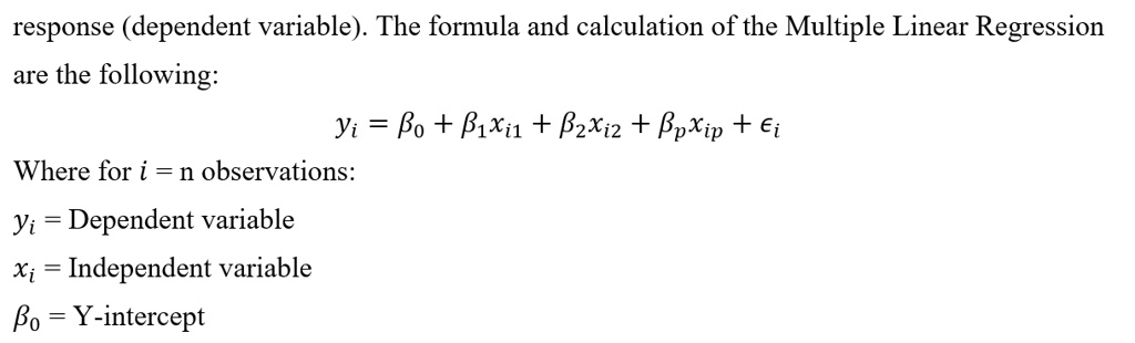 SOLVED: response (dependent variable) The formula and calculation of ...
