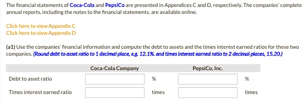 The financial statements of Coca-Cola and PepsiCo are presented in ...