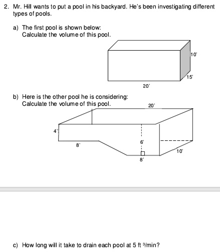 SOLVED: Mr. Hill wants t0 put pool in his backyard types of pools: been ...